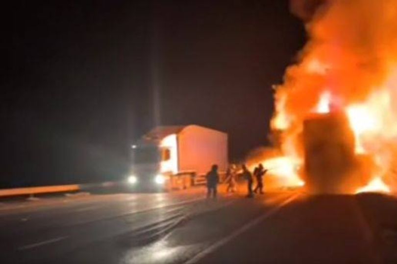 Lorry engulfed in flames brings major disruption to busy motorway