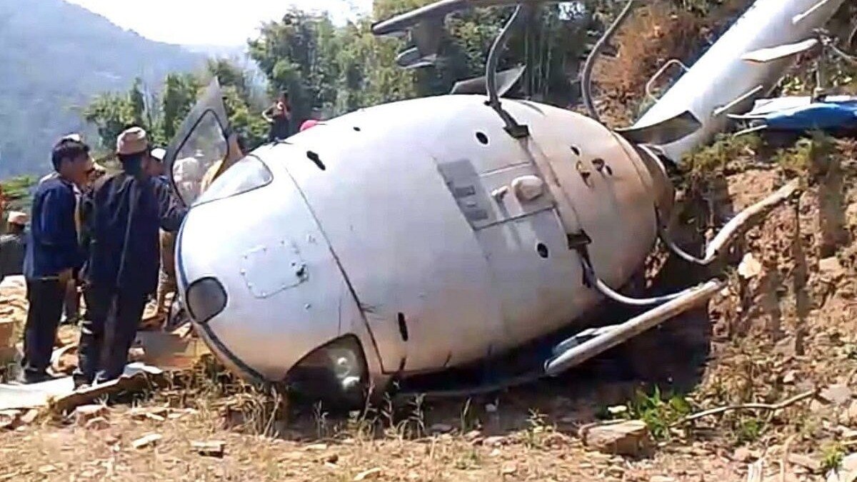 Video: Helicopter lands in Nepal, tips over; all passengers come out alive