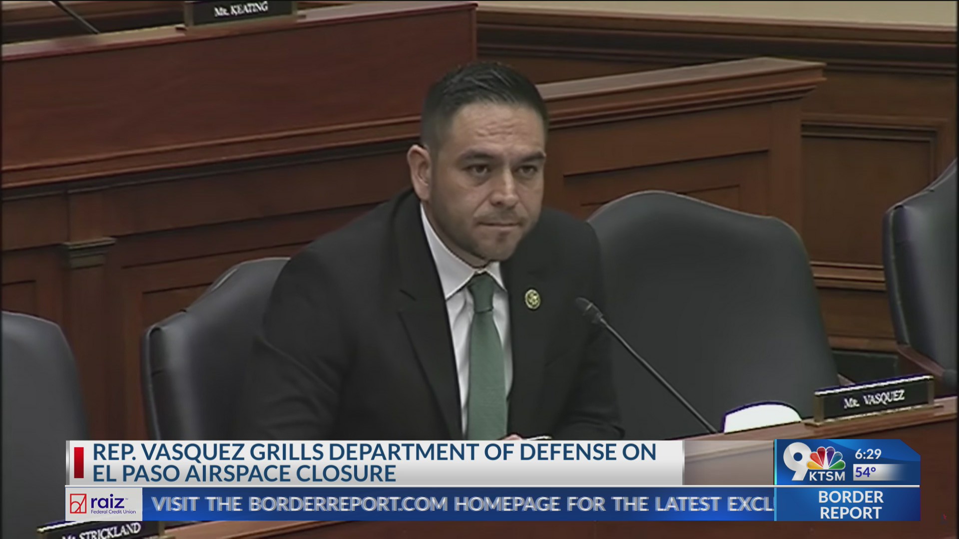 Rep. Vasquez grills Department of Defense on El Paso airspace closure