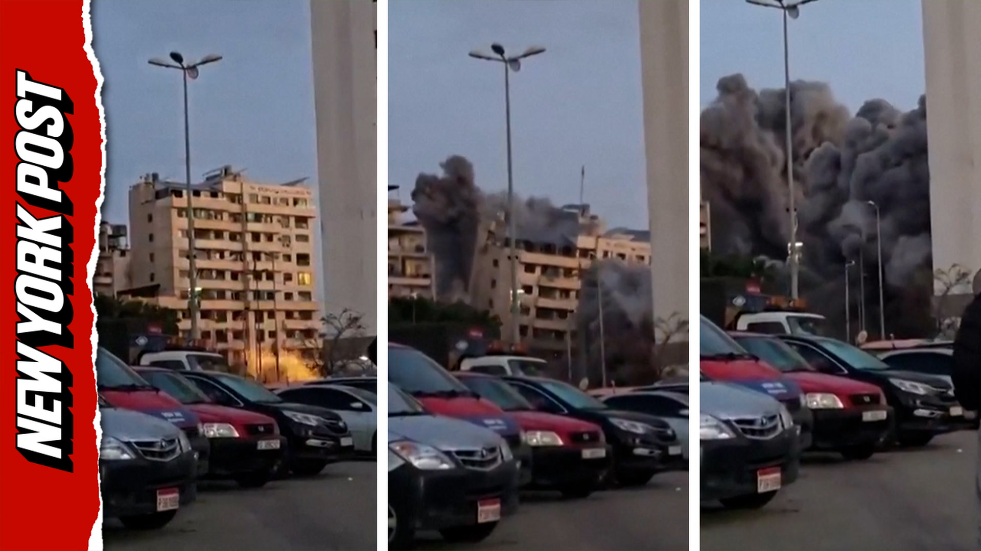 New angle shows moment building collapses after Israeli airstrike in Beirut