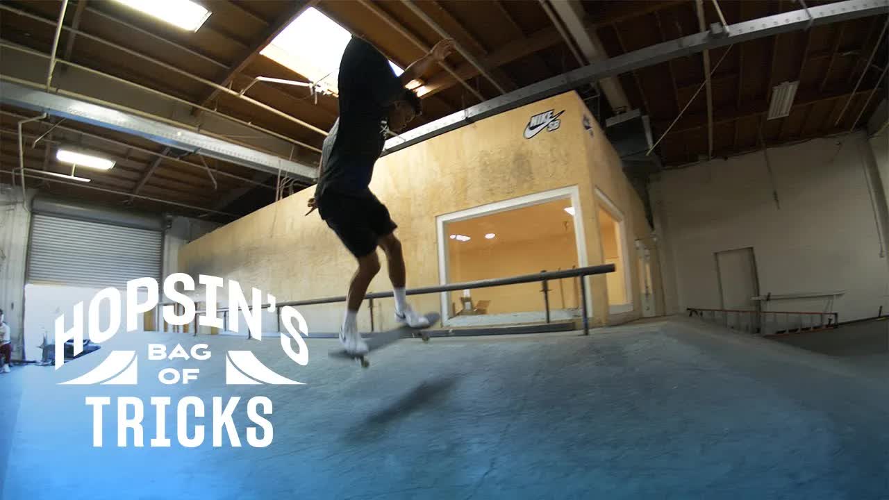 Hopsin learns nollie half cab heelflips from pro skater Robert Neal