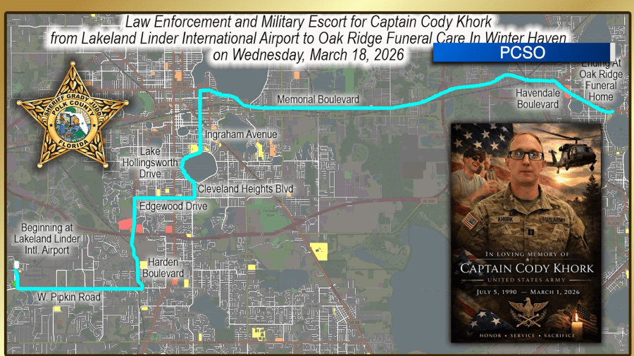 Procession for Major Cody Khork, Polk County soldier killed in ...