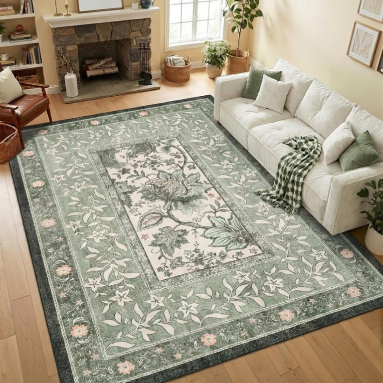 Amazon is selling a washable cottagecore-style area rug for only $40