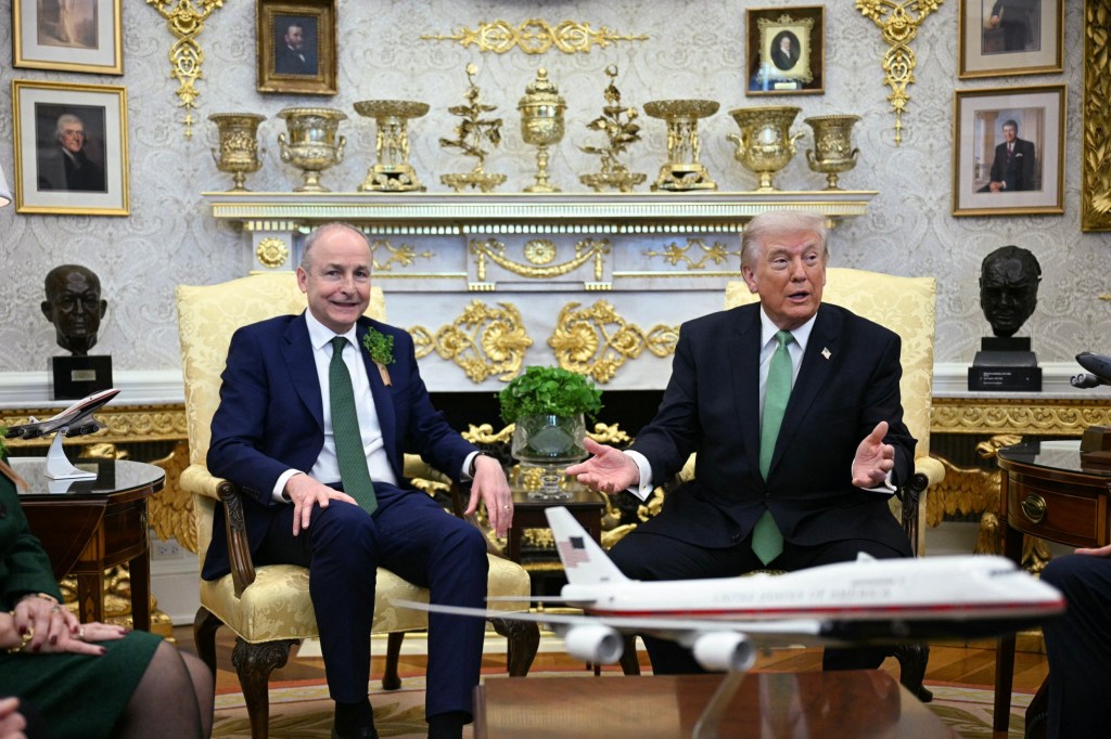 Irish prime minister’s face is a picture while Donald Trump goes on ...