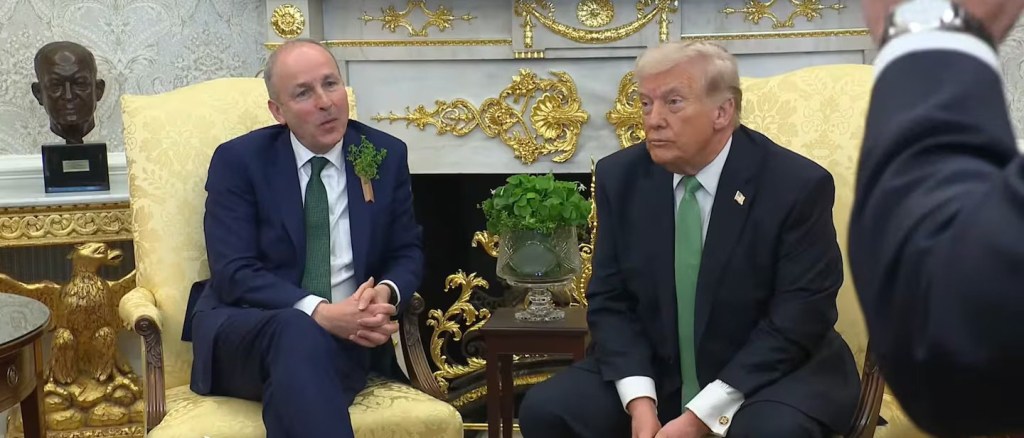 Irish prime minister’s face is a picture while Donald Trump goes on ...