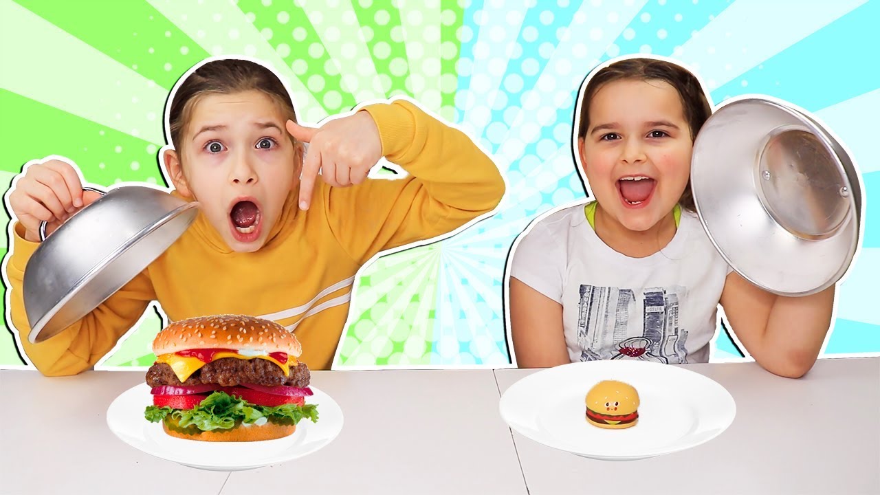 Mini squishy food vs real food challenge! | JKrew