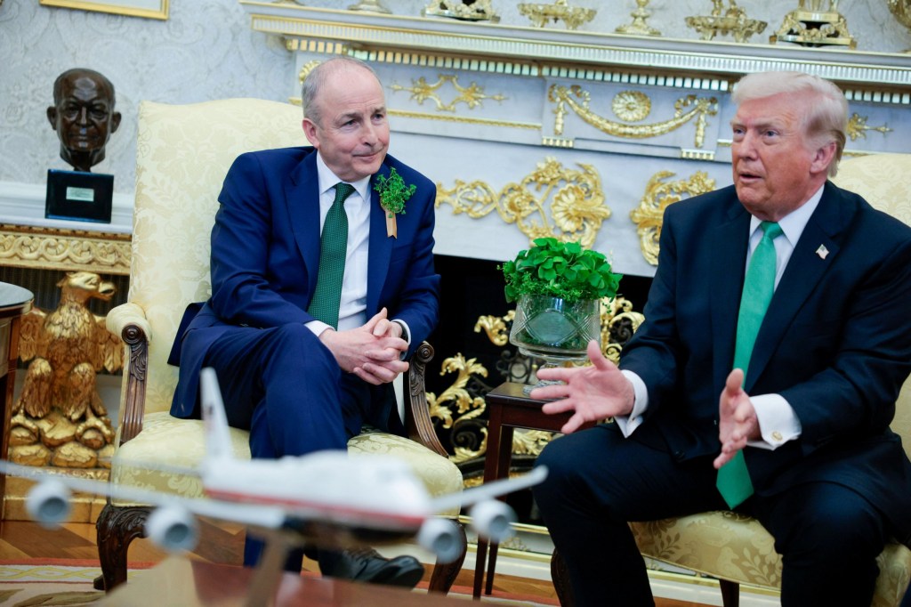 Irish prime minister’s face is a picture while Donald Trump goes on ...