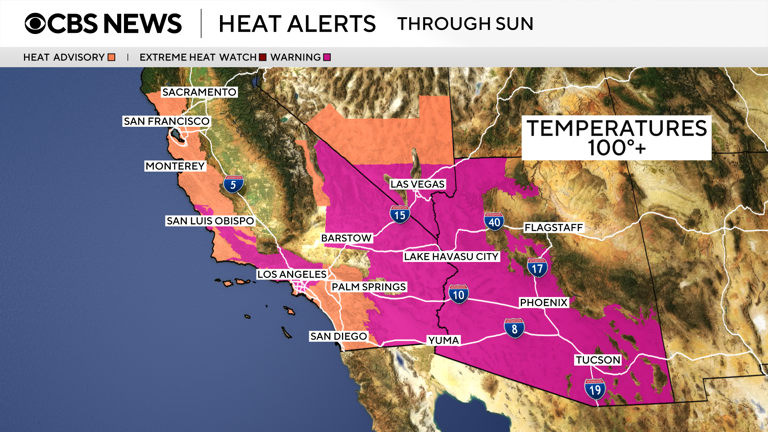 Maps show forecast for extreme heat wave scorching the West
