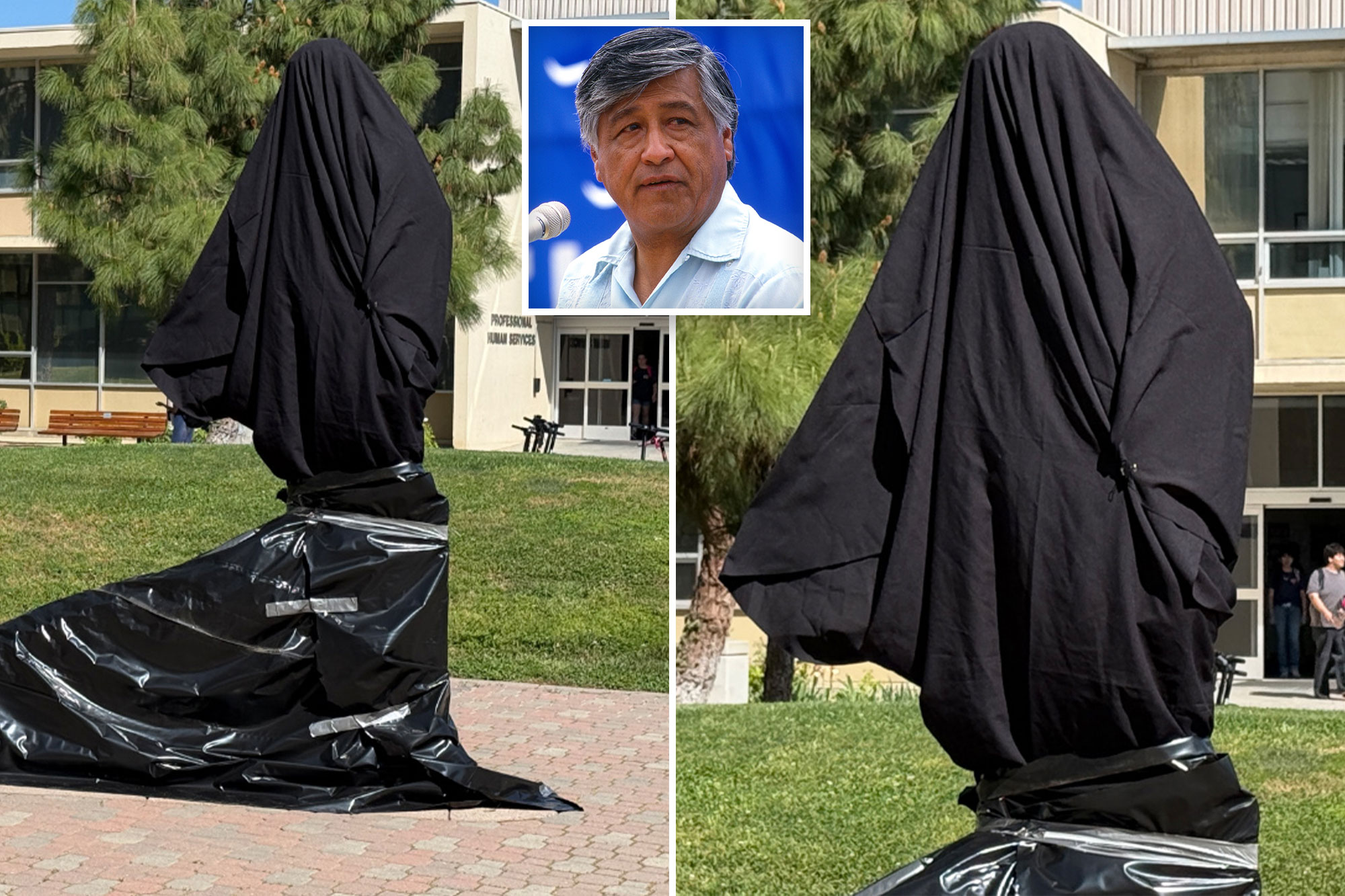Cesar Chavez statue dramatically hidden from view after bombshell rape ...
