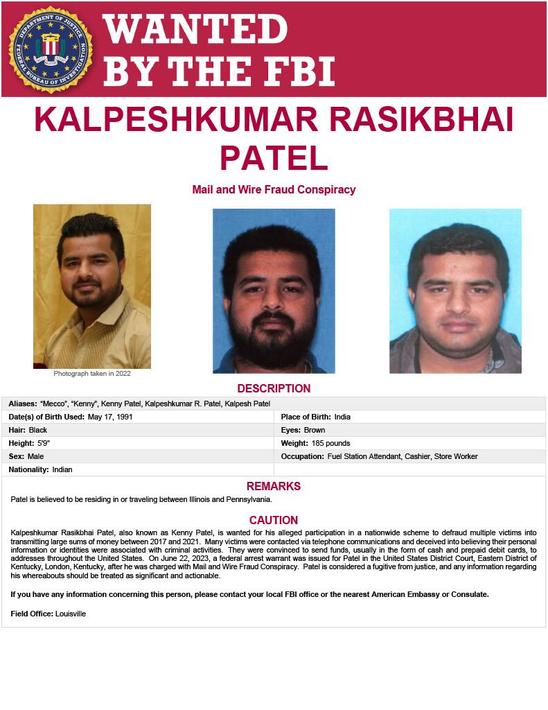 Man with ties to Kentucky wanted by FBI for mail, wire fraud conspiracy