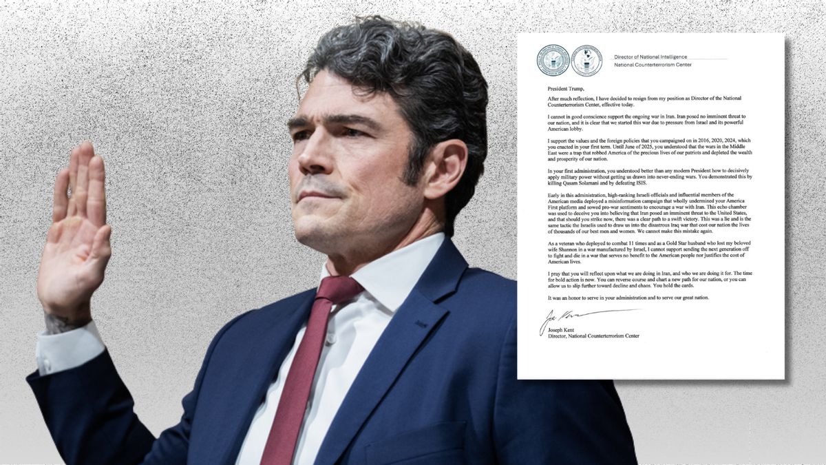 Resignation letter from US counterterrorism head Joe Kent over Iran war ...