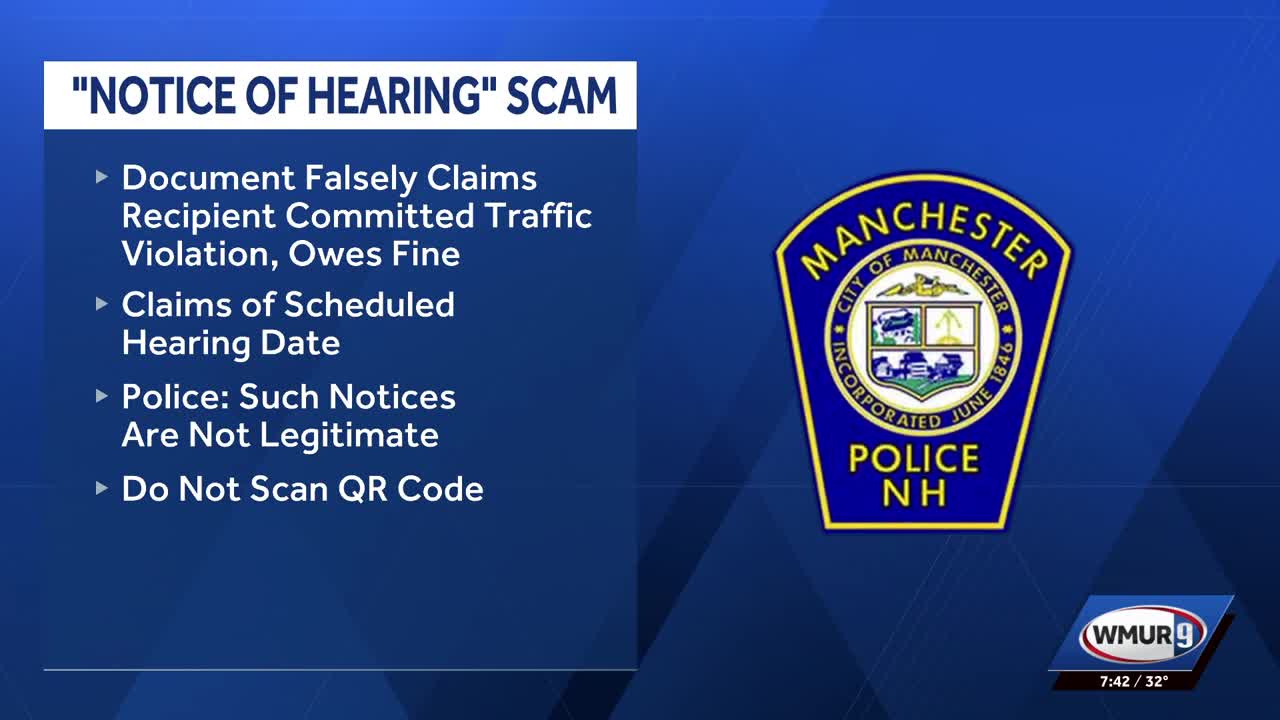 Manchester police warn residents of 'Notice of Hearing' scam