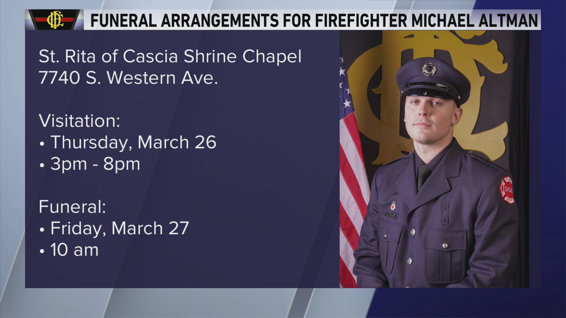 Funeral arrangements announced for Chicago firefighter Michael Altman