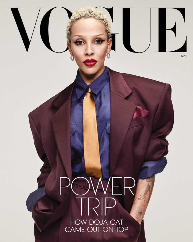 Doja Cat suits up in Saint Laurent on the April 2026 cover of Vogue