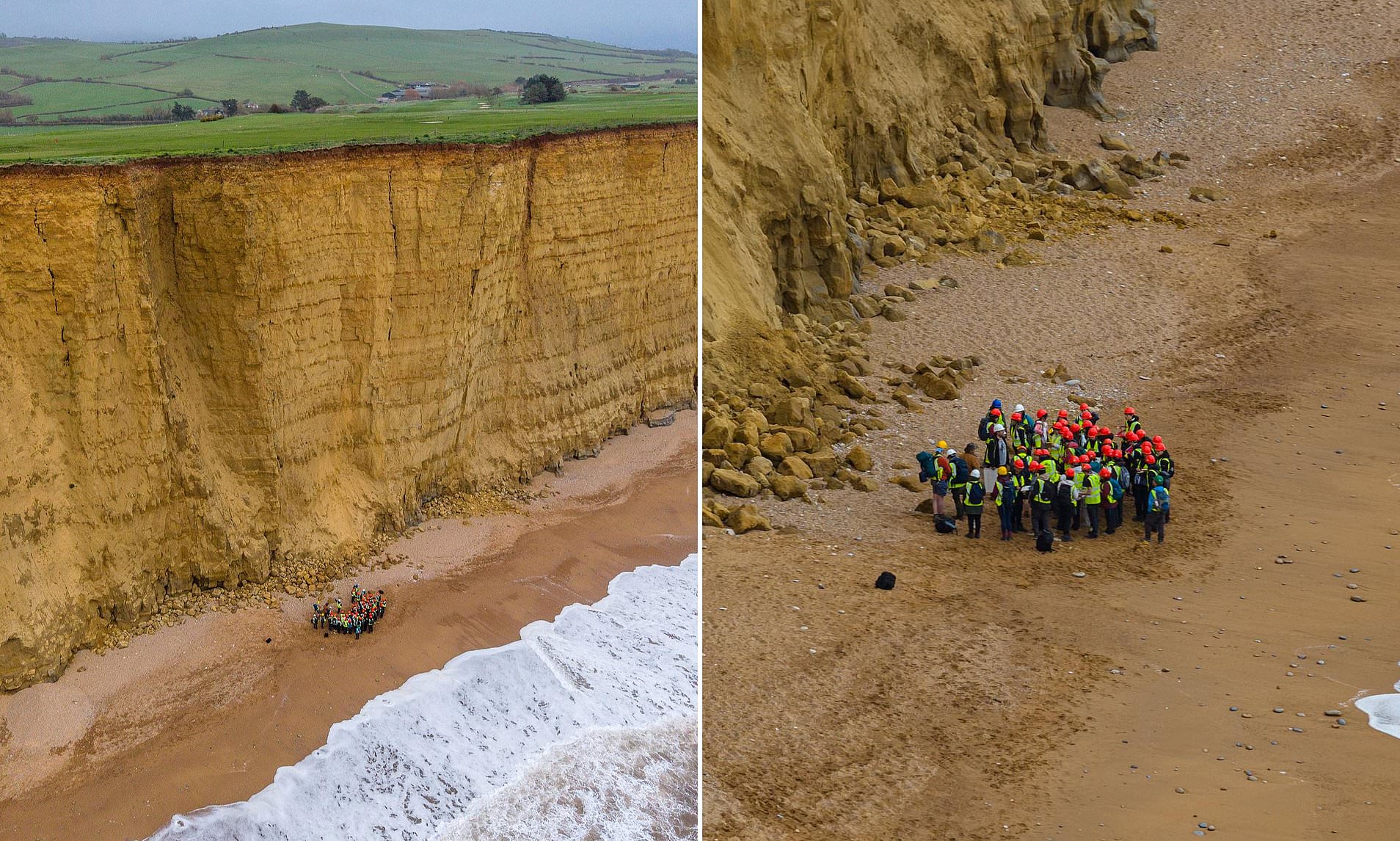 More than 40 geology students risk their lives to stand under crumbling ...