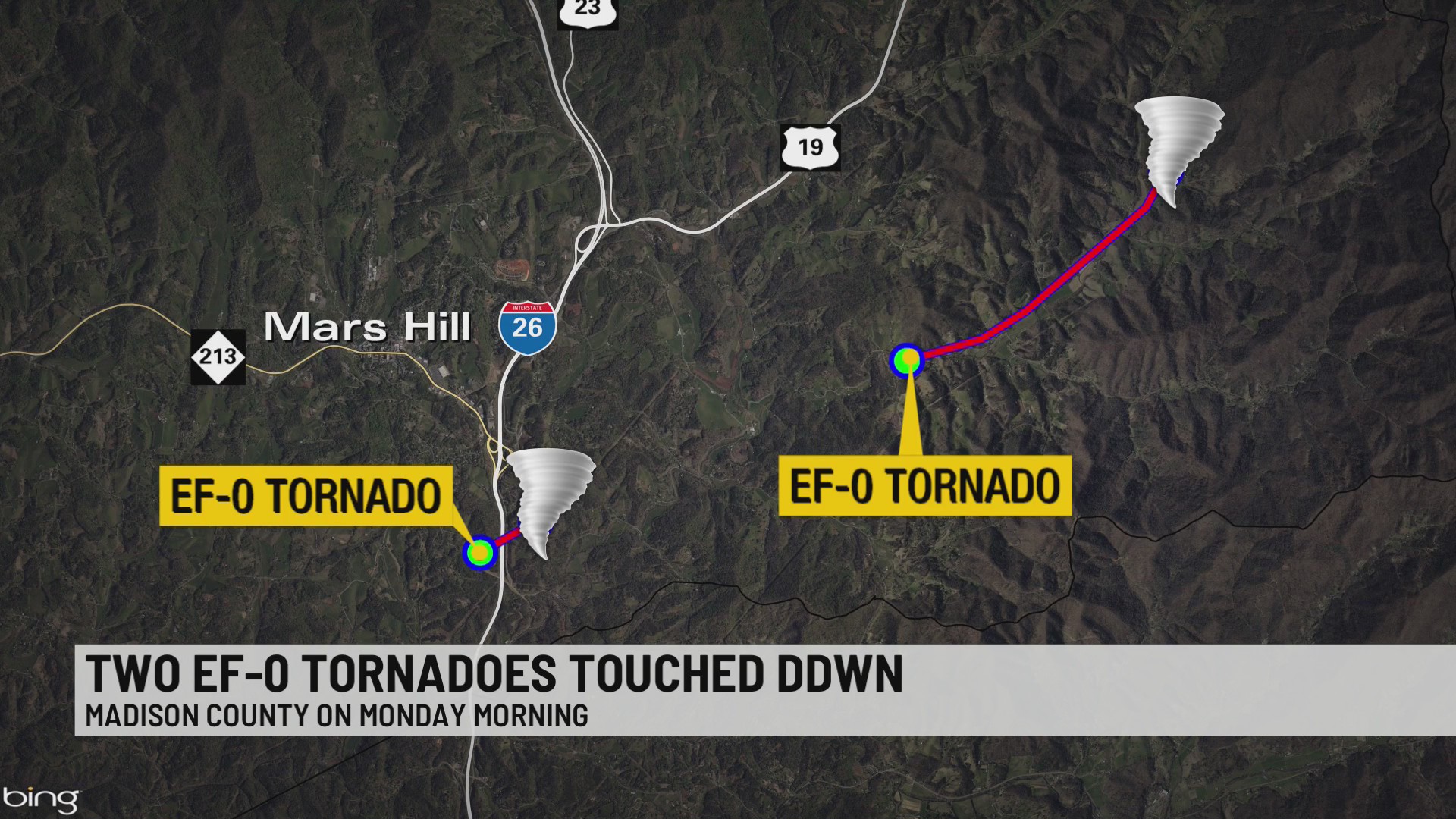 NWS: 2 tornadoes touched down in WNC during Monday storms