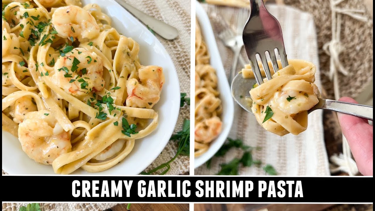 Creamy garlic shrimp pasta | Easy 20-minute seafood pasta recipe
