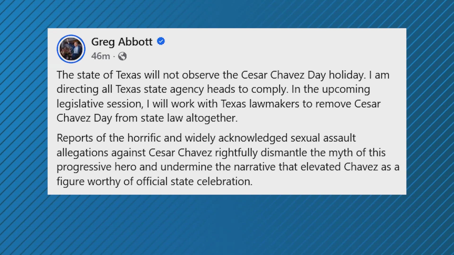 Texas cancels Cesar Chavez Day after sexual abuse allegations