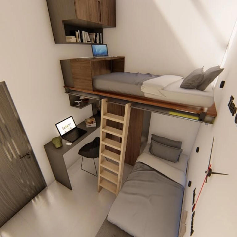 Kamar 2x3 tetap nyaman dengan 7 ide mezzanine ini