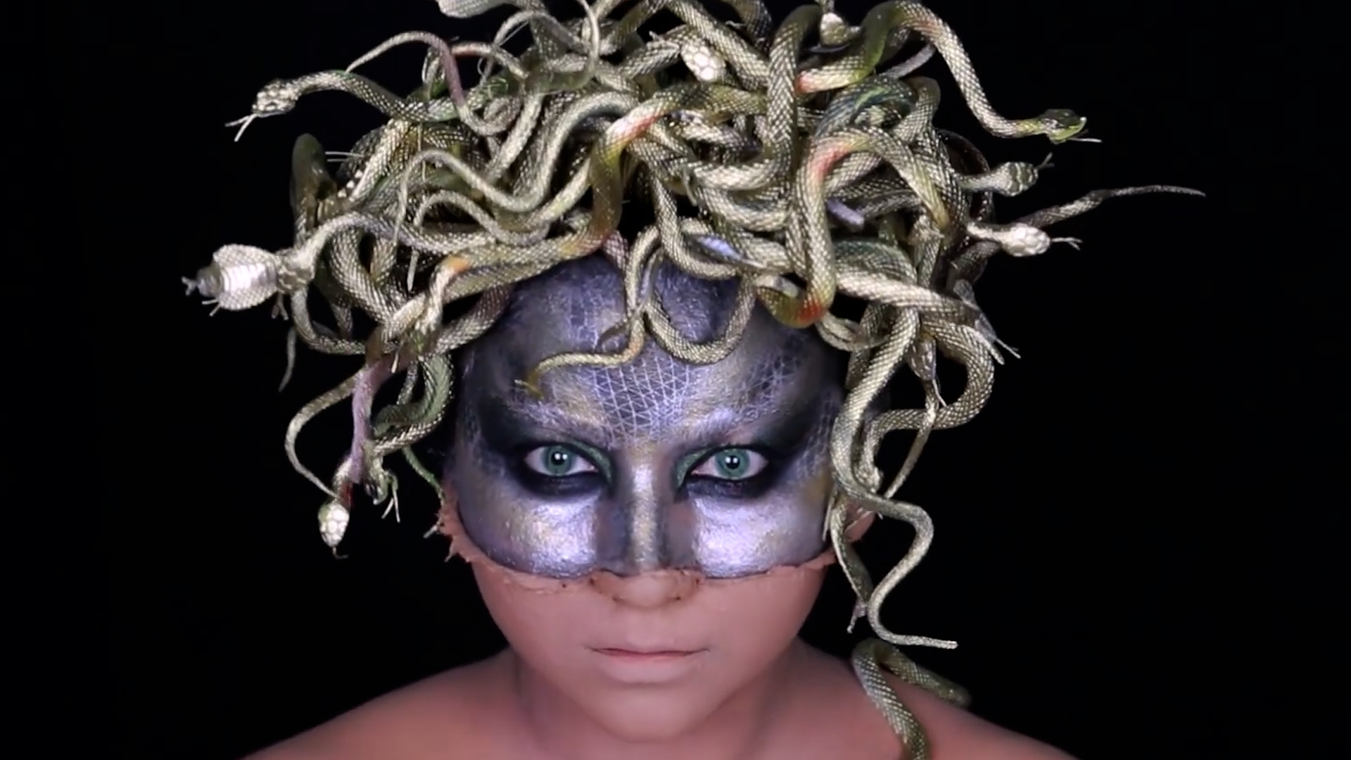 Half human, half snake Medusa look