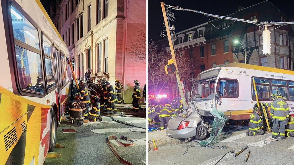 8 people injured after crash involving MTA bus in Baltimore