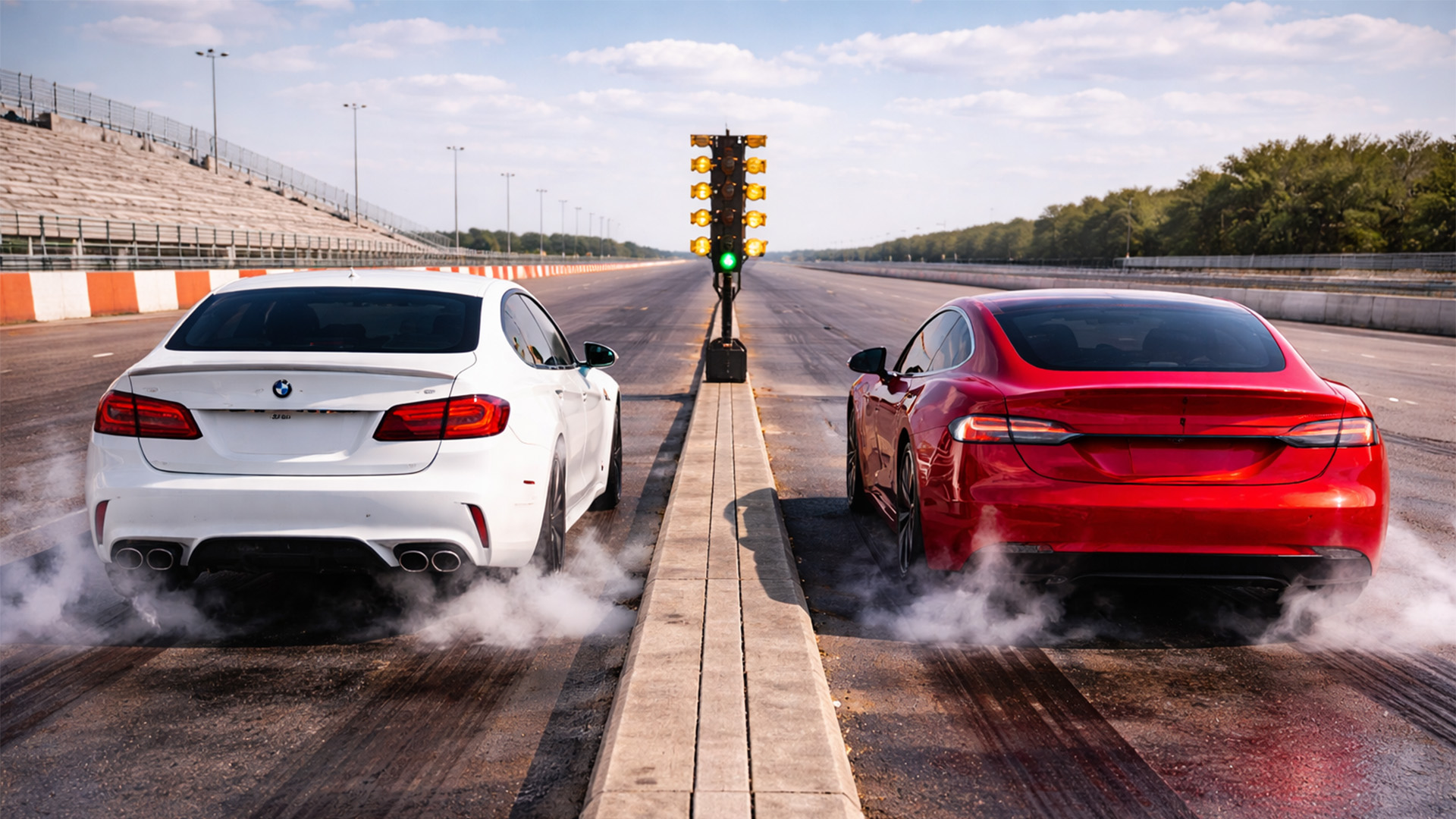 Tesla Model S vs BMW F90 M5 drag race