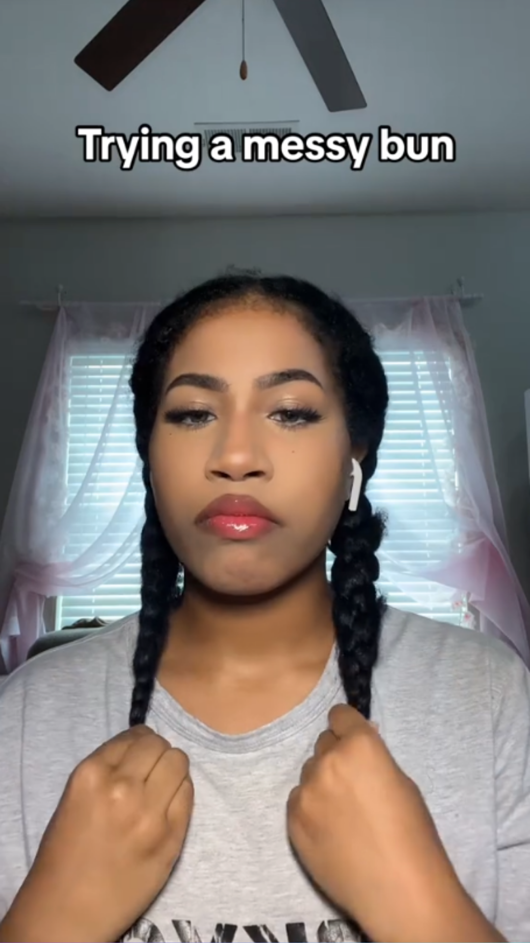 Trying messy bun on blown out afro hair