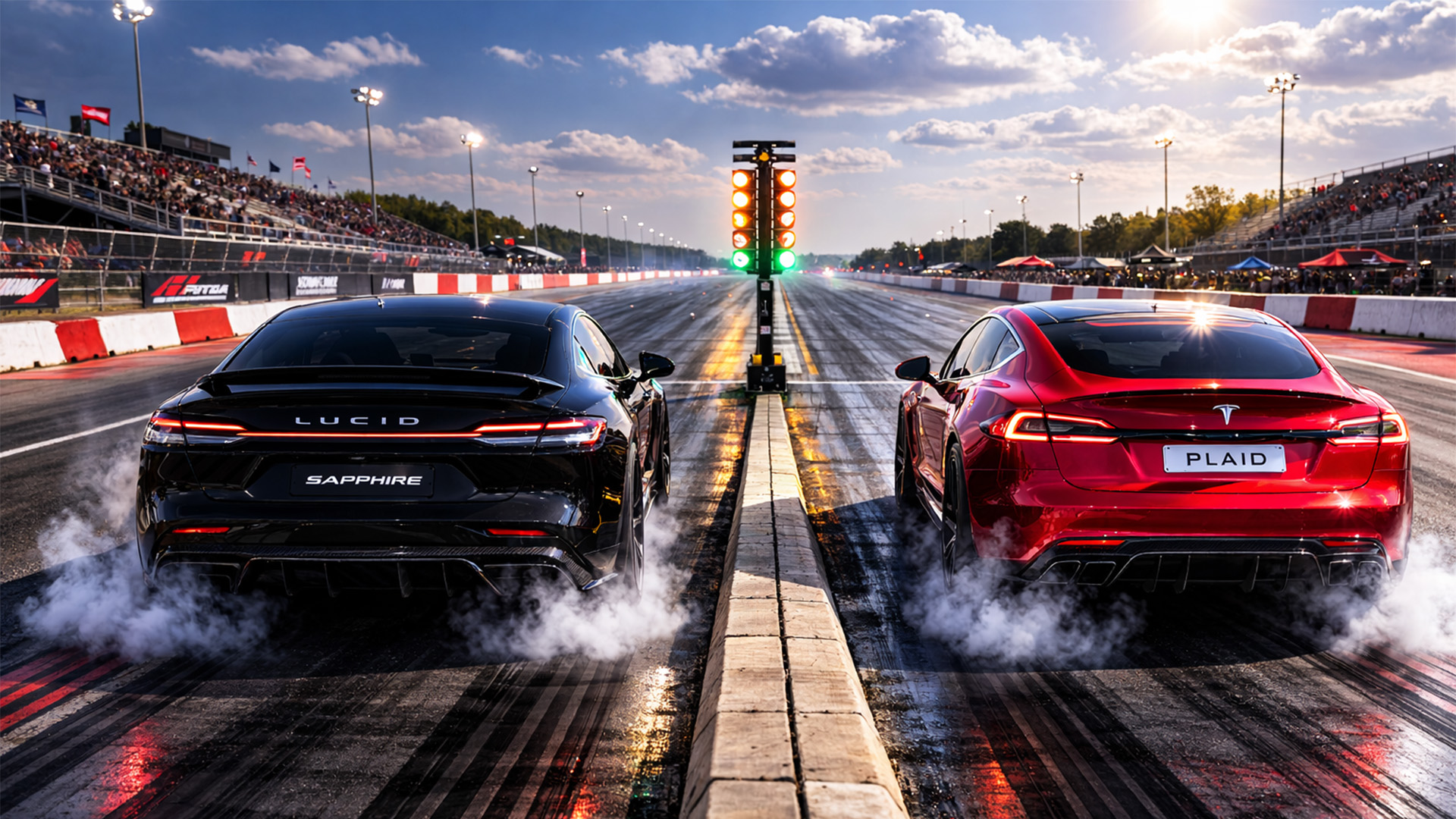 Lucid Air Sapphire vs Tesla Model S Plaid drag race