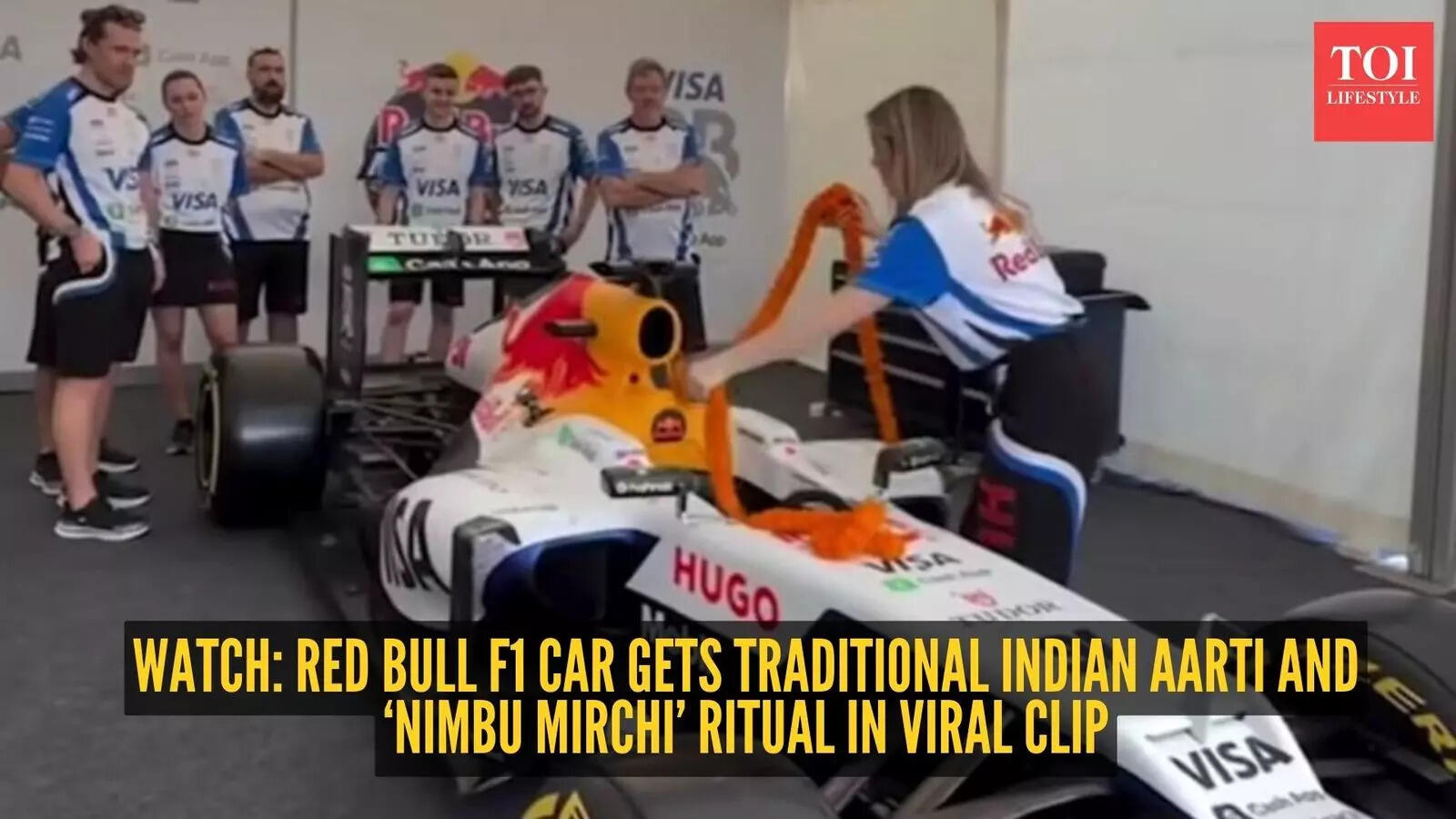 Watch: Red Bull F1 car gets traditional Indian aarti and 'nimbu mirchi ...