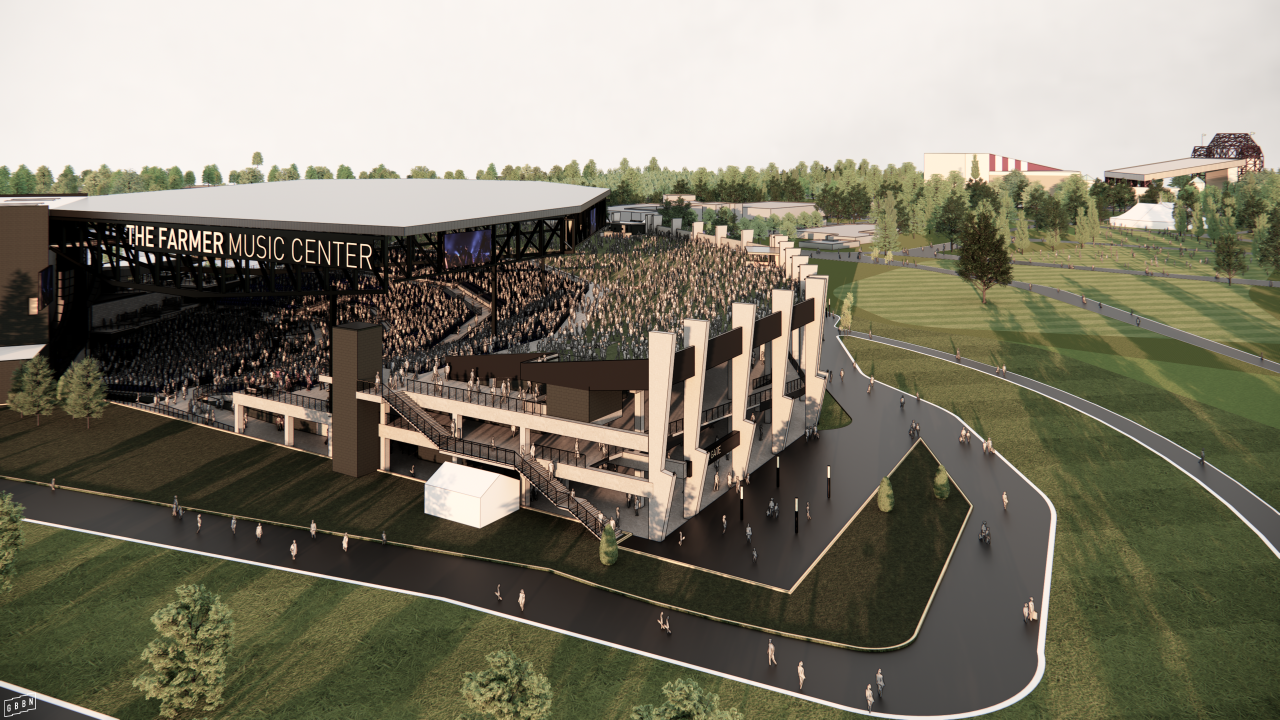 Farmer Music Center going up by Riverbend. See the full construction