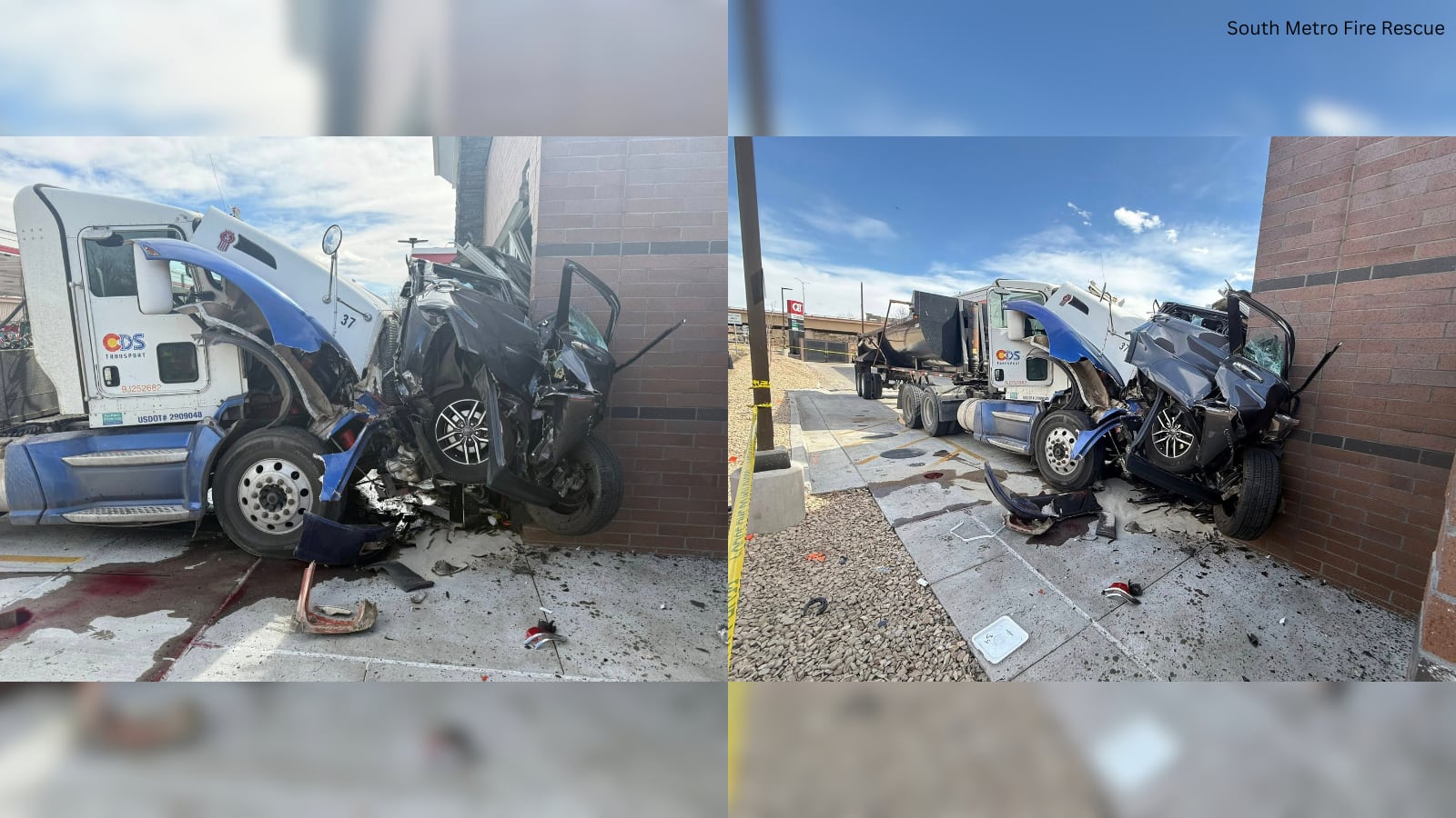 2 vehicle crash causing building wall to partially collapse Tuesday ...
