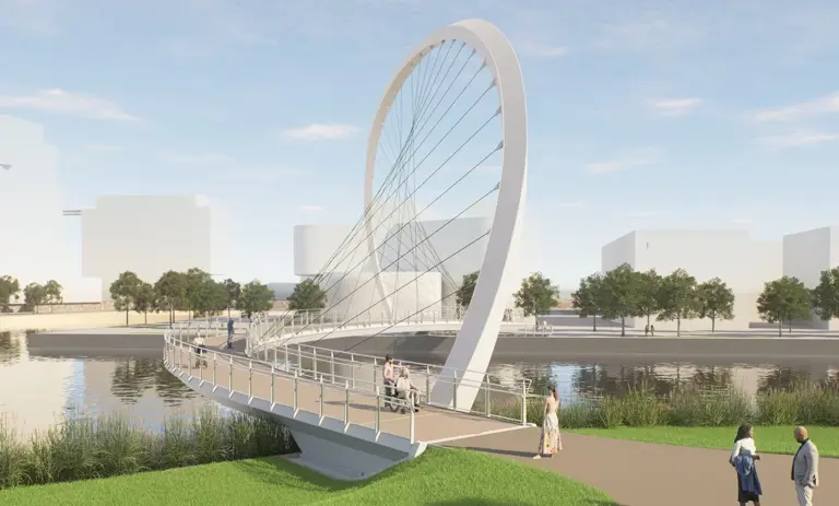 A curvy new pedestrian bridge will link the central waterfront to the ...