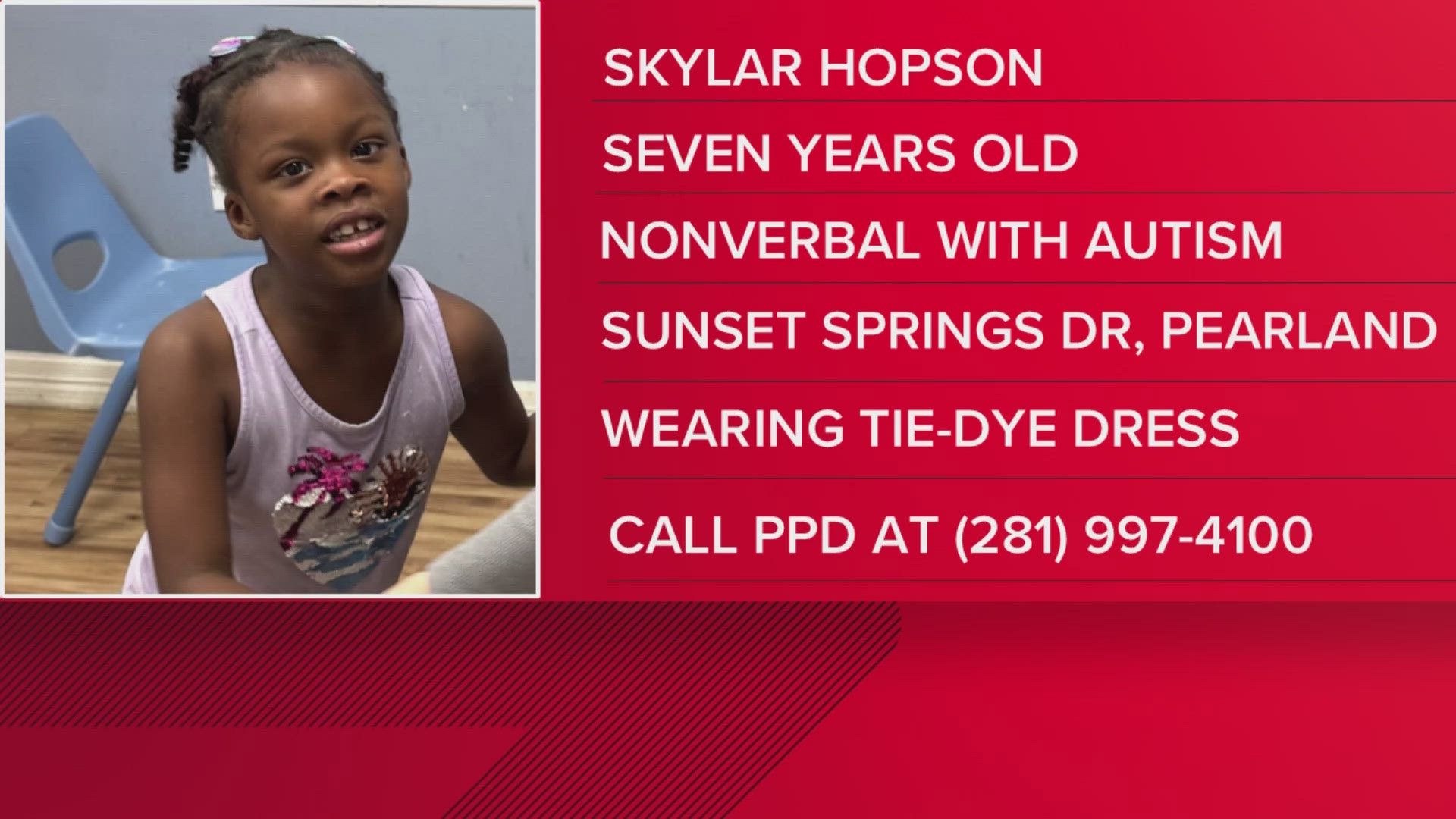 Pearland police looking for missing 7-year-old girl with autism