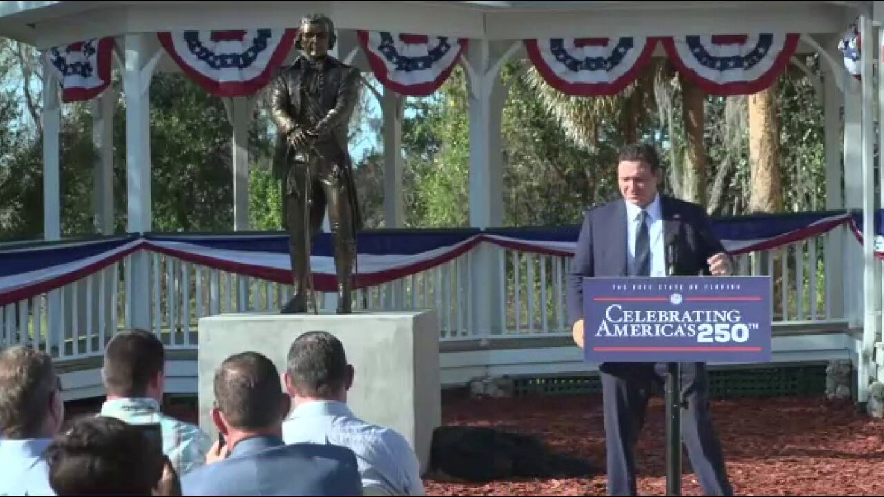 Gov. DeSantis unveils Alexander Hamilton statue in White Springs
