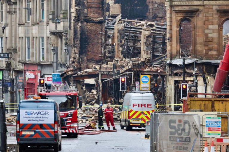 Fire-wrecked Glasgow building collapses further after Union Street blaze