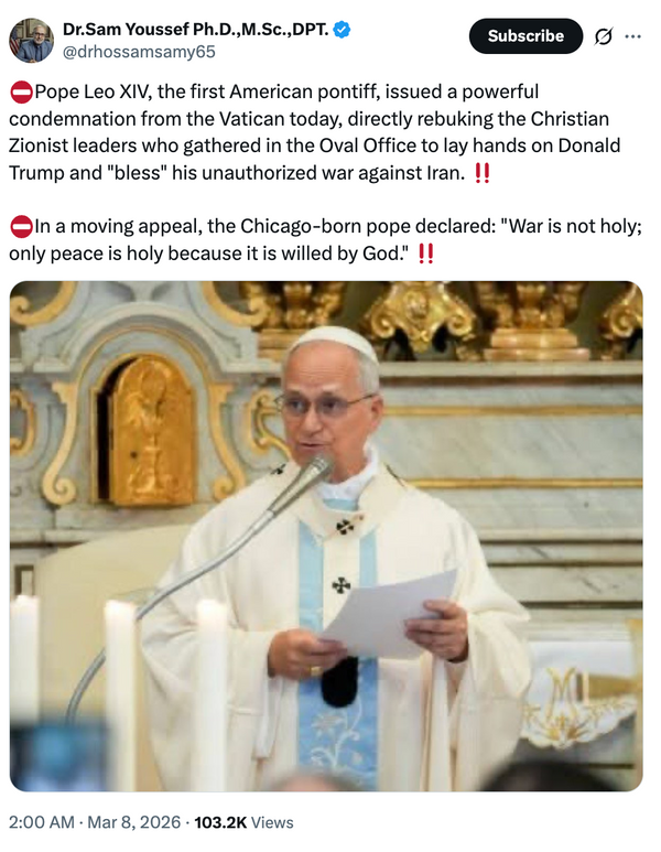 Did Pope Leo XIV condemn Iran war, rebuke Christian leaders who prayed ...