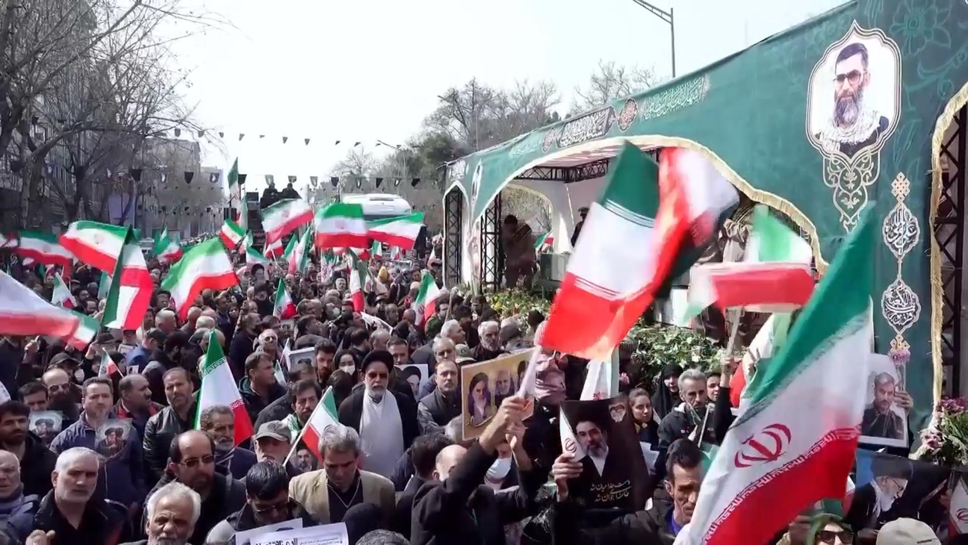 Iran hosts public funeral for commanders killed on the first day of the war