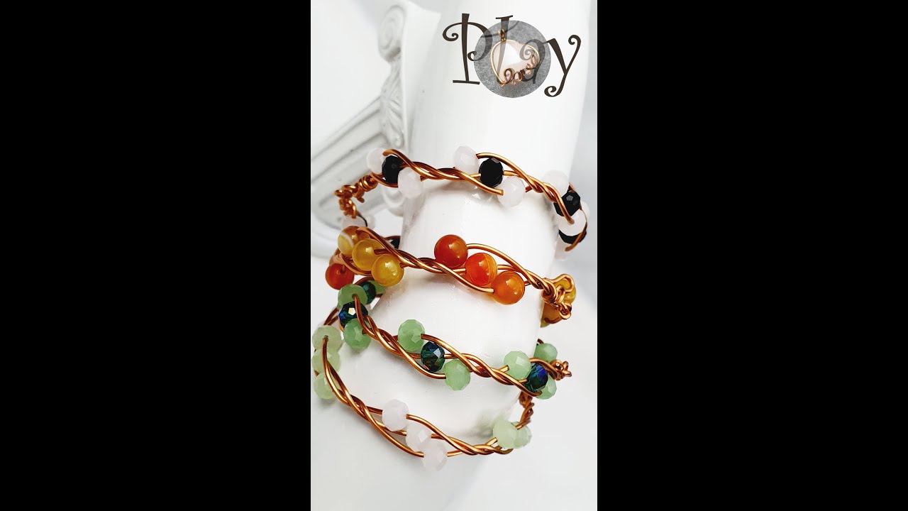 Play with wire | Twisted bracelet | Crystal | stone with holes ...