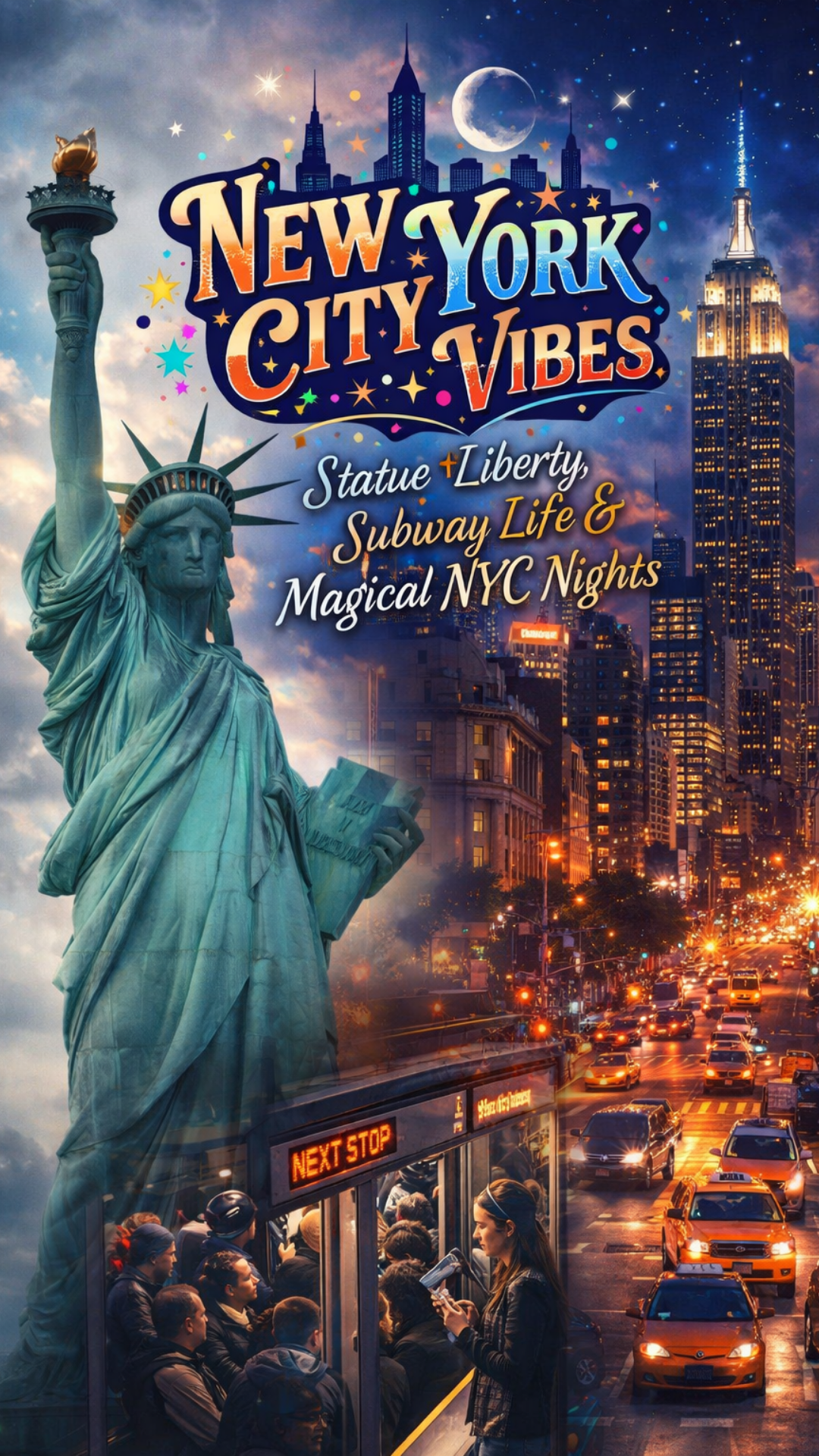 New York City vibes: Statue of Liberty, subway life & magical NYC nights