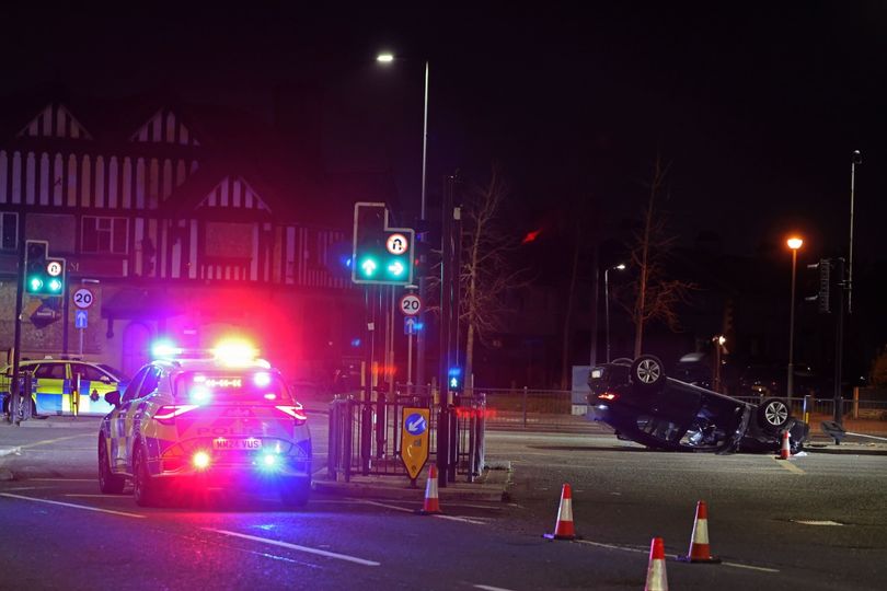 Driver taken to hospital after car flips on roof in Edge Lane crash