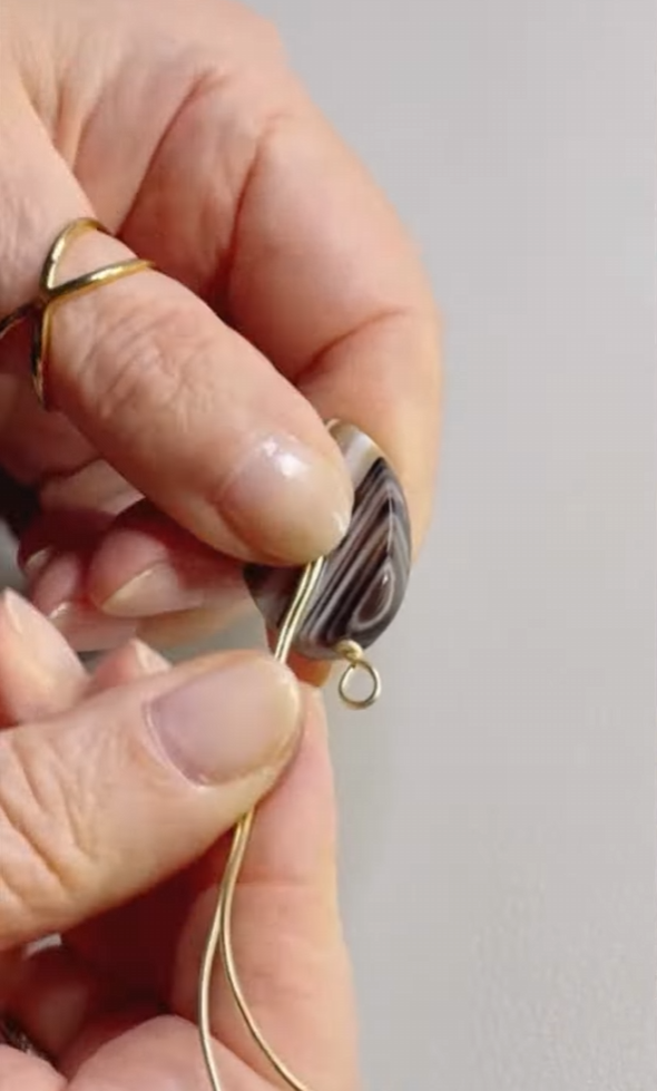 Agate wire wrapped pendant jewelry making tutorial