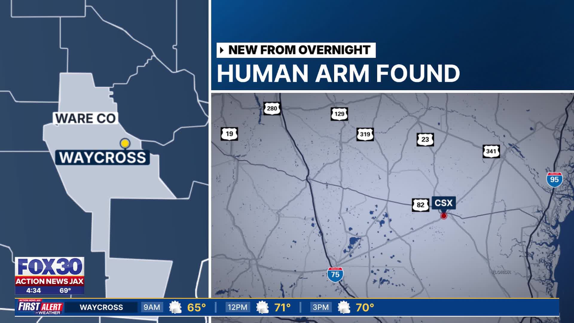 GBI investigating after human arm found in Waycross