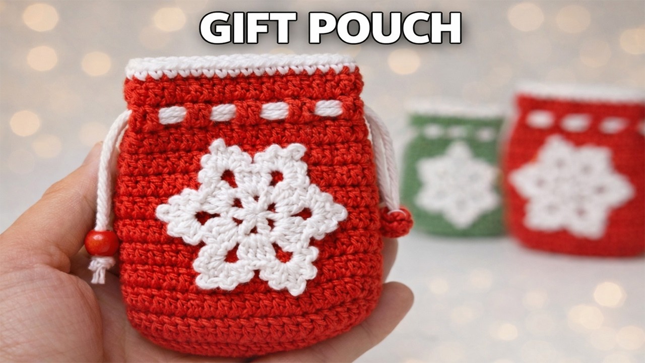 How to crochet a drawstring pouch – easy mini gift bag tutorial