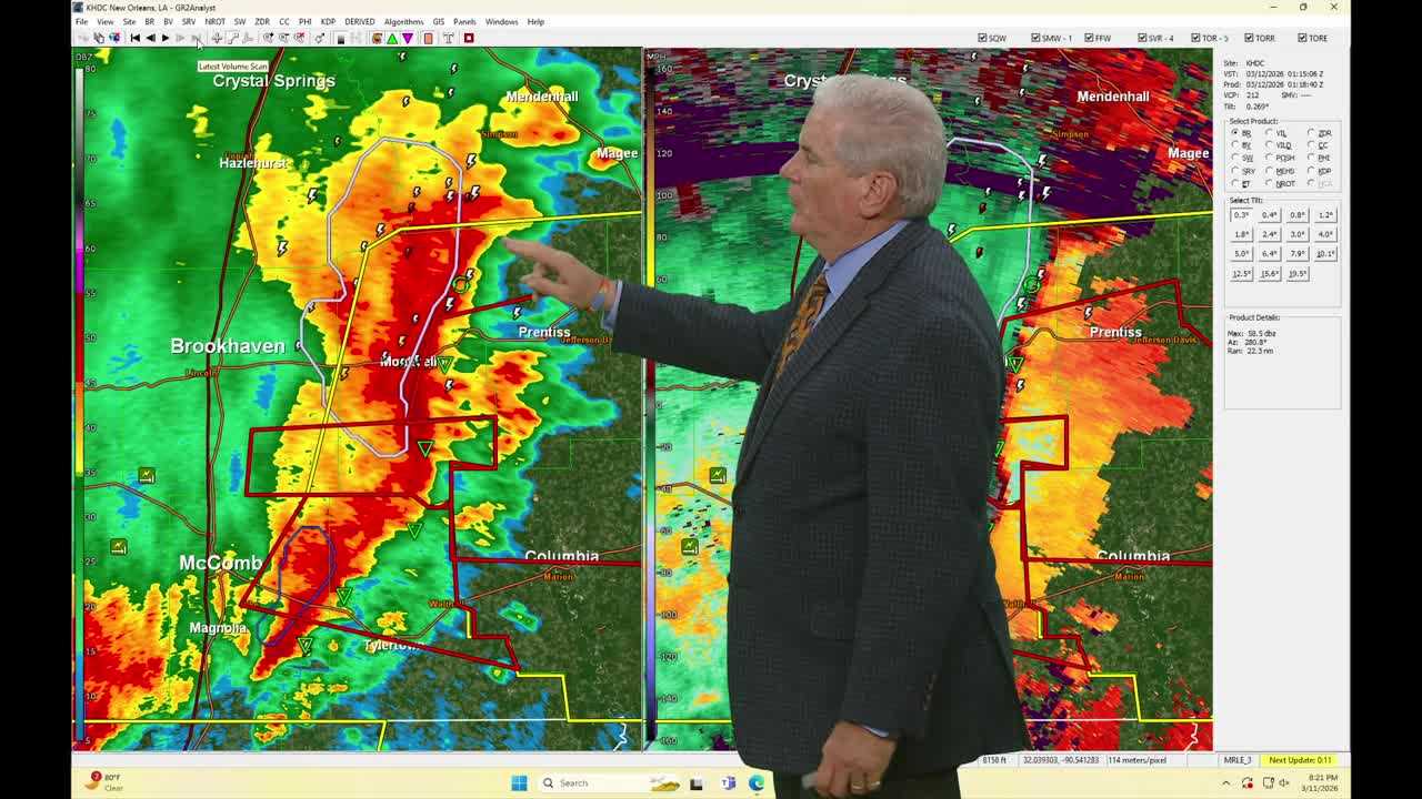 Widespread storms with gusty winds and small hail likely across Mississippi