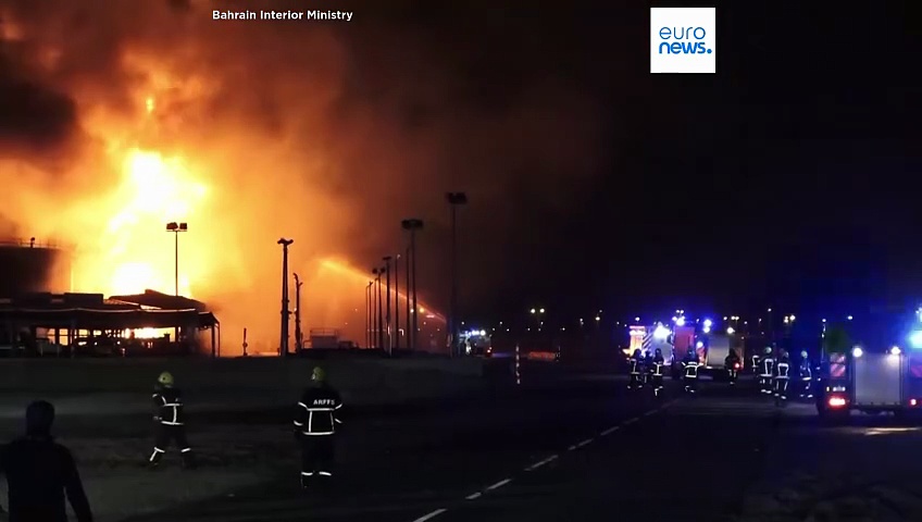 Iranian attack sparks huge fire at Bahrain facility