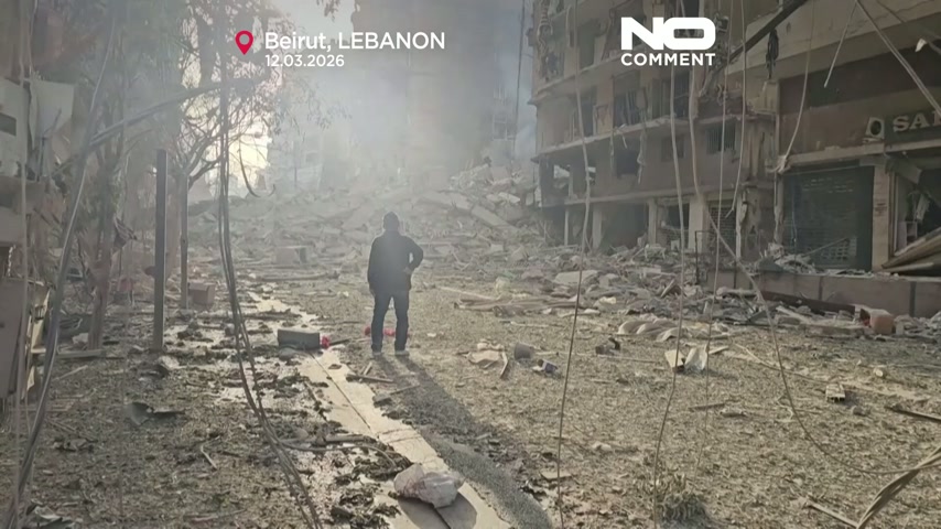 Aftermath of Israeli air strikes in Beirut’s southern suburbs