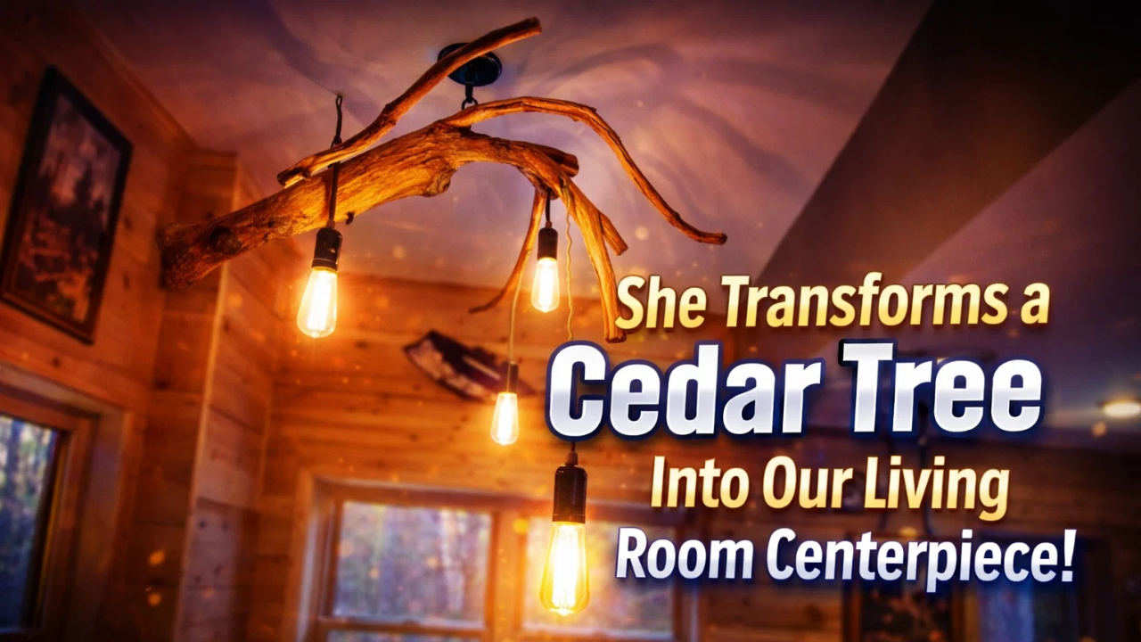 She transforms a cedar tree into our living room centerpiece!