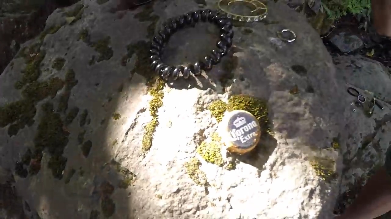 On his first dive, he found a 14K gold earring at the bottom