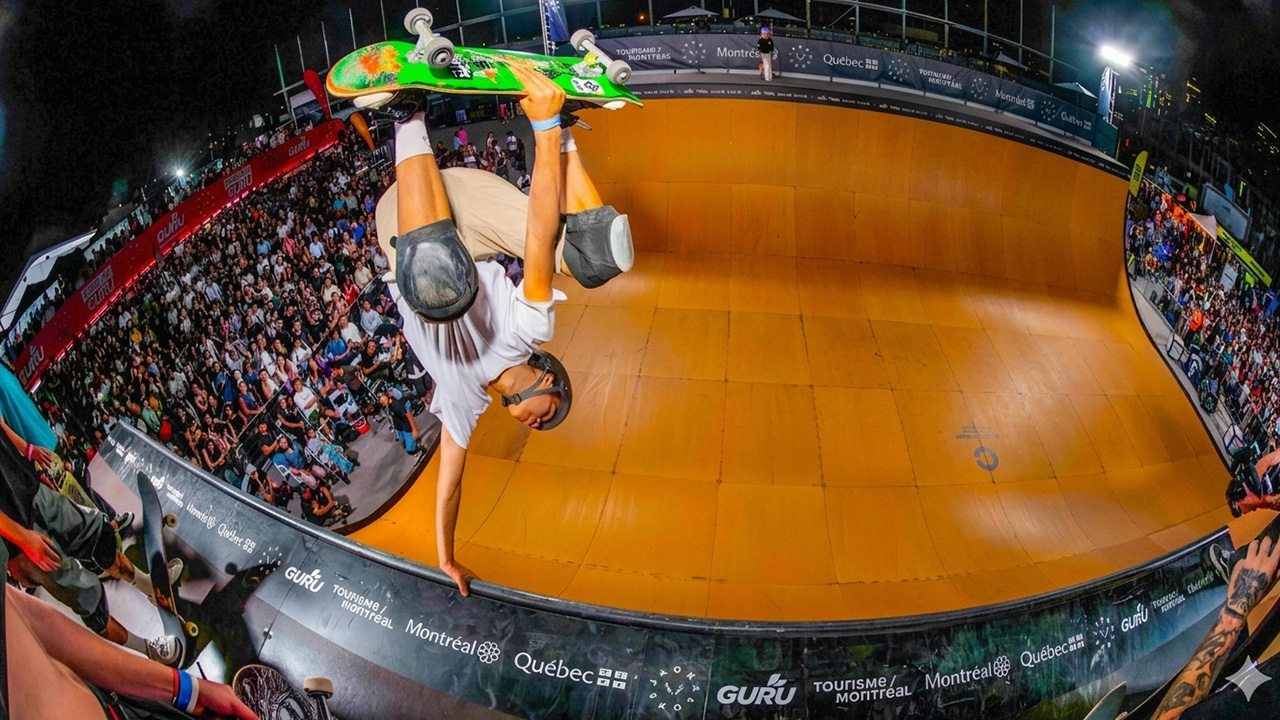Spectacular tricks in vert skateboarding