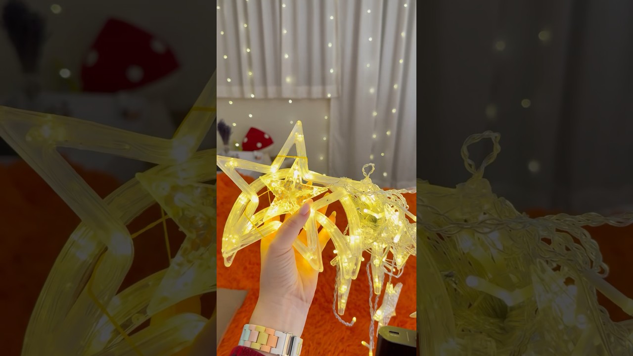 Star & moon fairy lights unboxing: Cozy window decor! 🌙